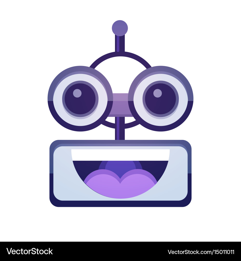 Cartoon robot face smiling cute emotion open mouth
