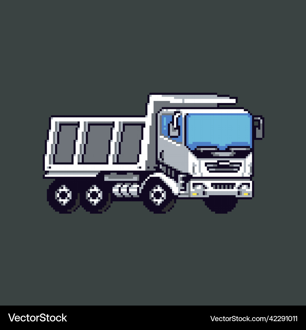 Colored pixel art truck for games Royalty Free Vector Image