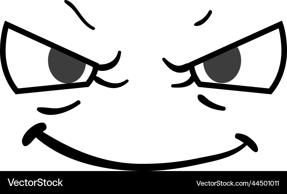 Comic face with evil grin expression cartoon Vector Image