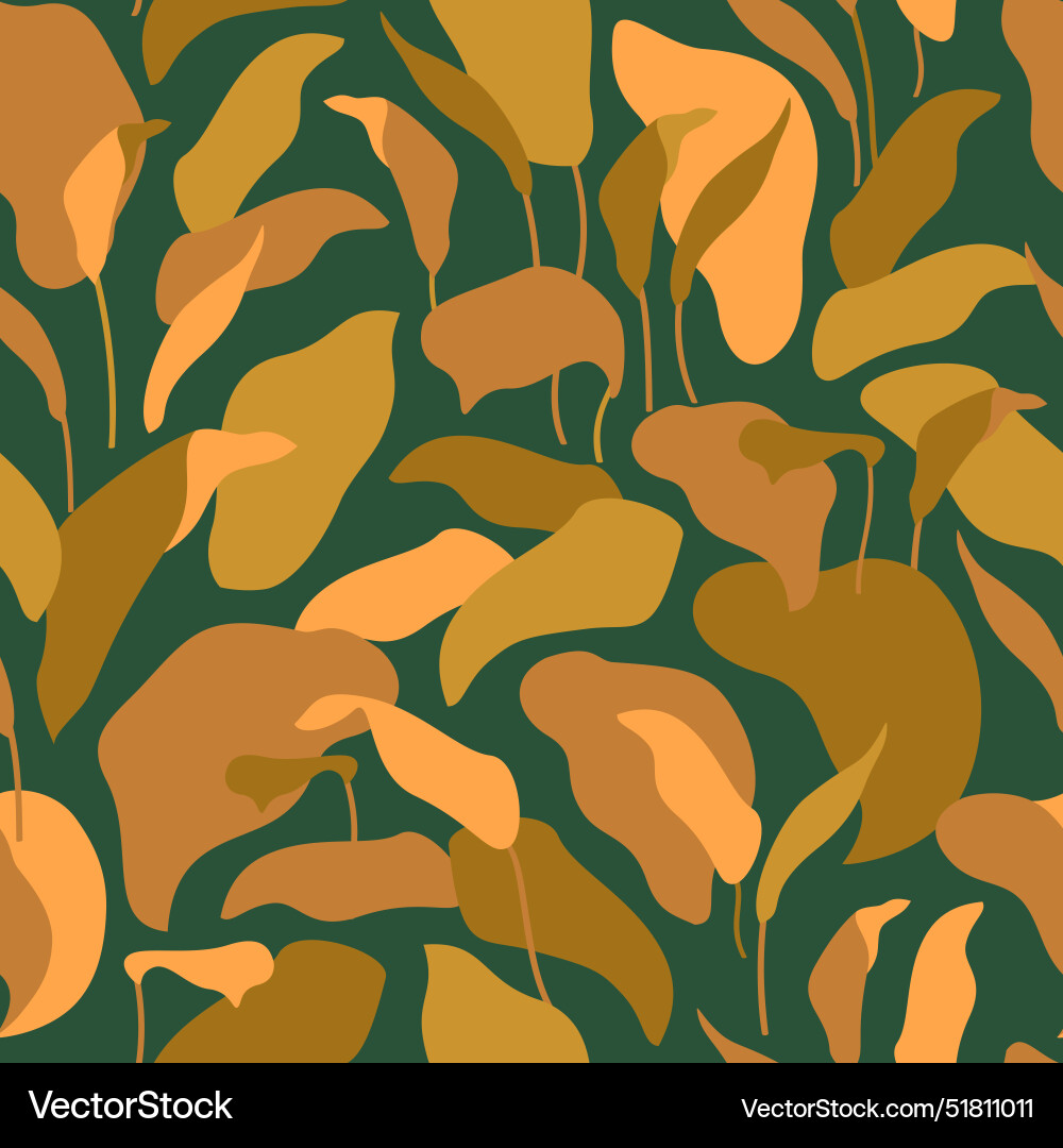 Elegant botanical leaves abstract seamless pattern