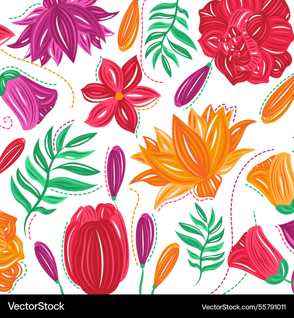 Hand drawn embroidery floral background Royalty Free Vector