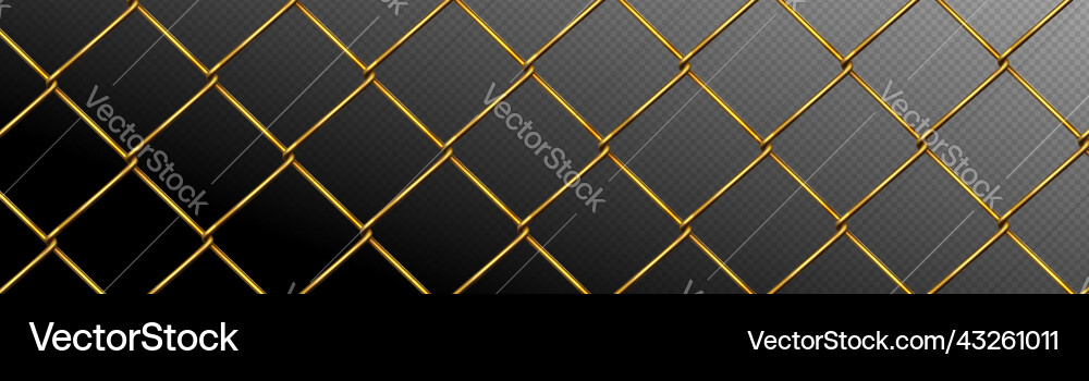 Metal fence mesh pattern of brass wire grid Vector Image