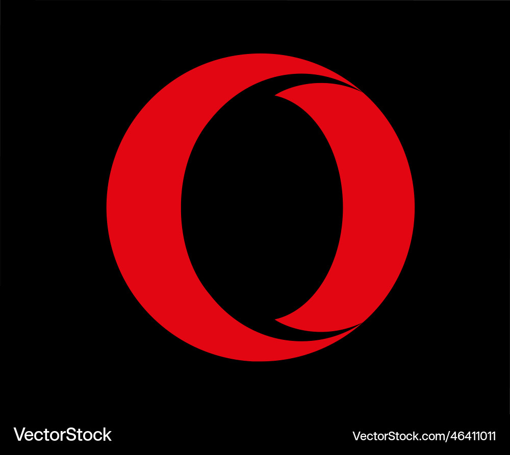 Opera browser brand logo symbol black and red Vector Image