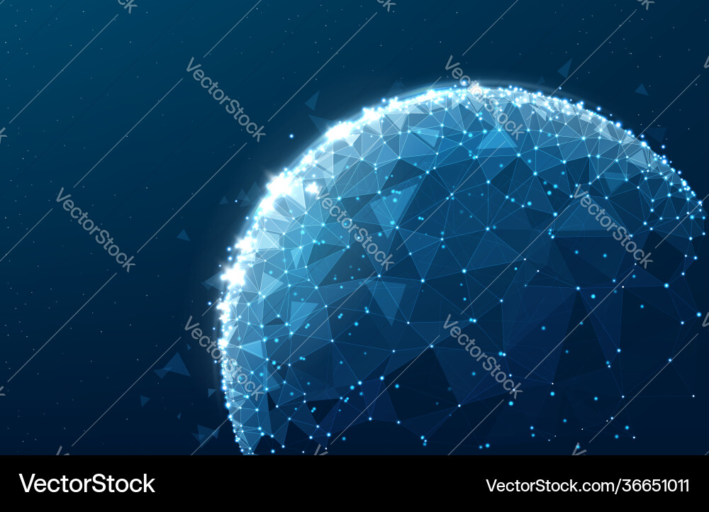 Polygon planet globe background space technology Vector Image