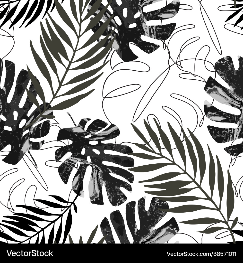 Tropical Leaf Pattern - One Line Art Royalty Free Vector