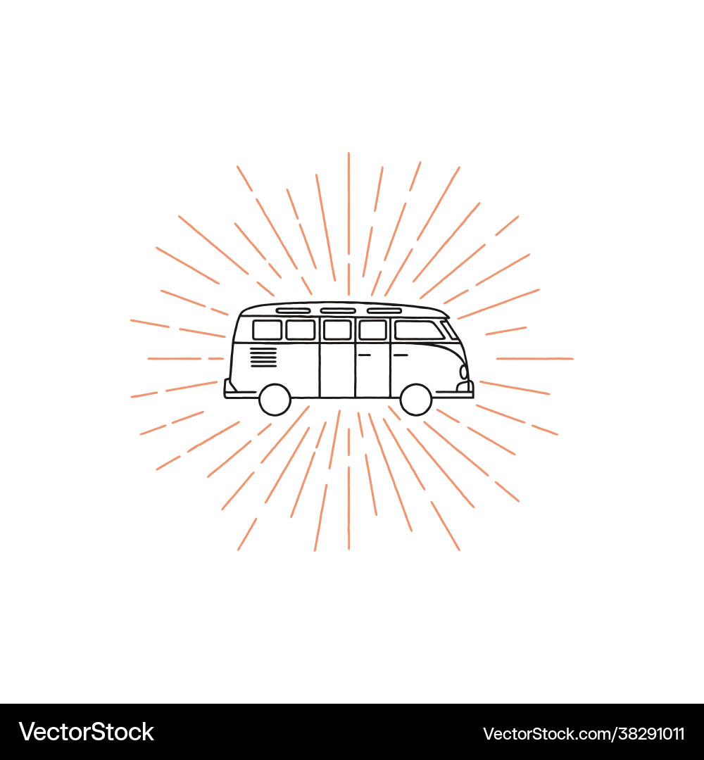 Vintage hipster camper van logo emblems Royalty Free Vector