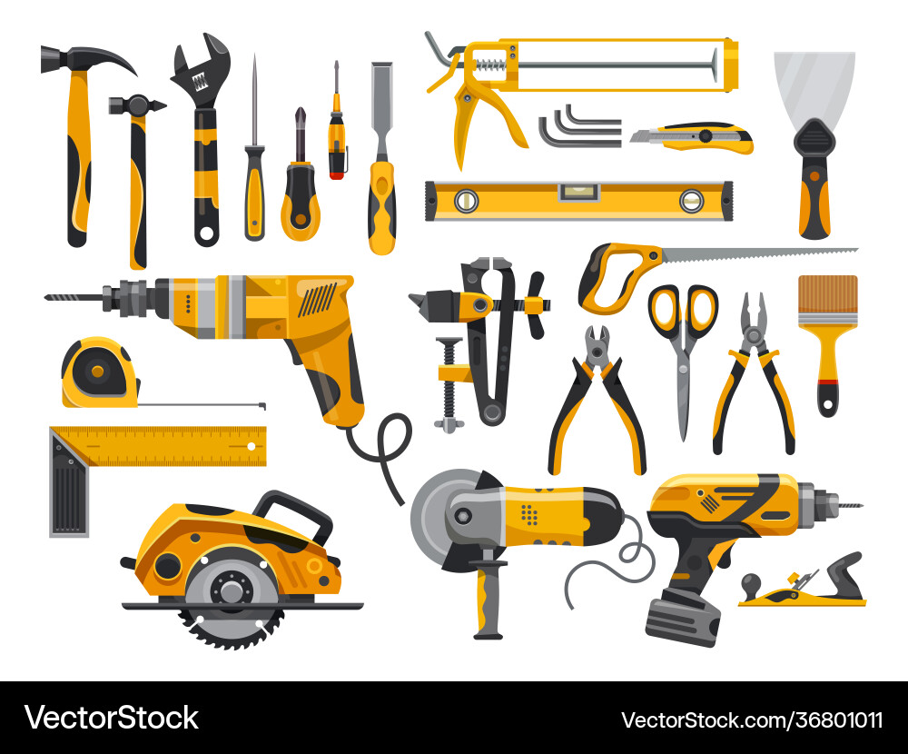 Work tools construction and repair instruments Vector Image