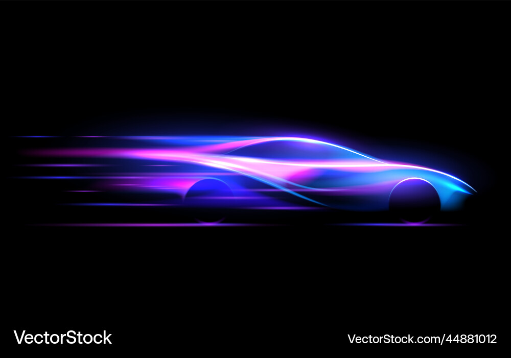 Car silhouette in speed motion lines Royalty Free Vector