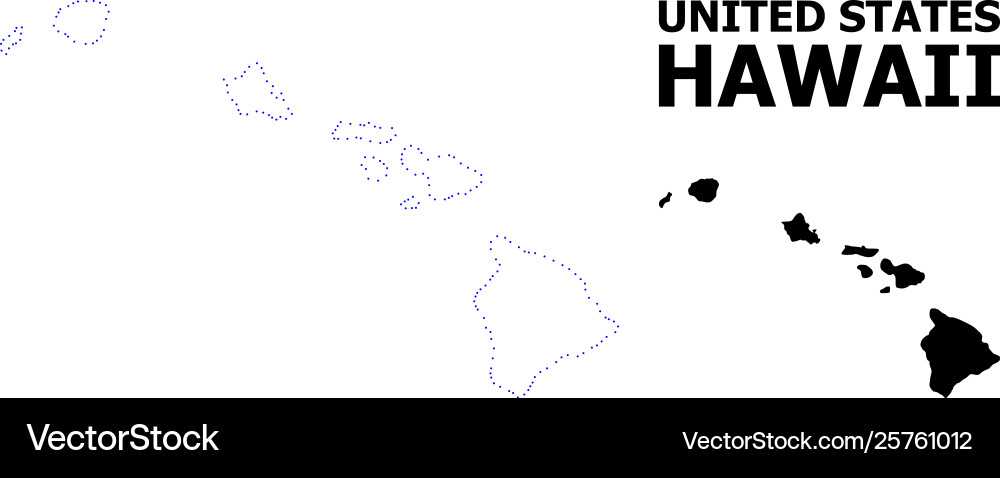 Contour dotted map hawaii state Royalty Free Vector Image
