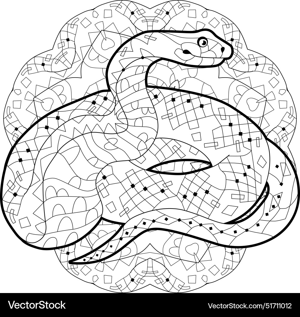 Entangle snake for coloring on mandala hand Vector Image