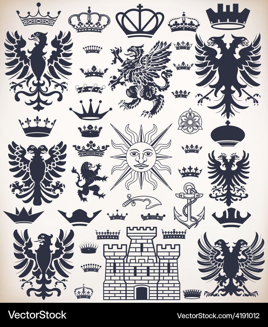 Heraldic Elements Set Royalty Free Vector Image