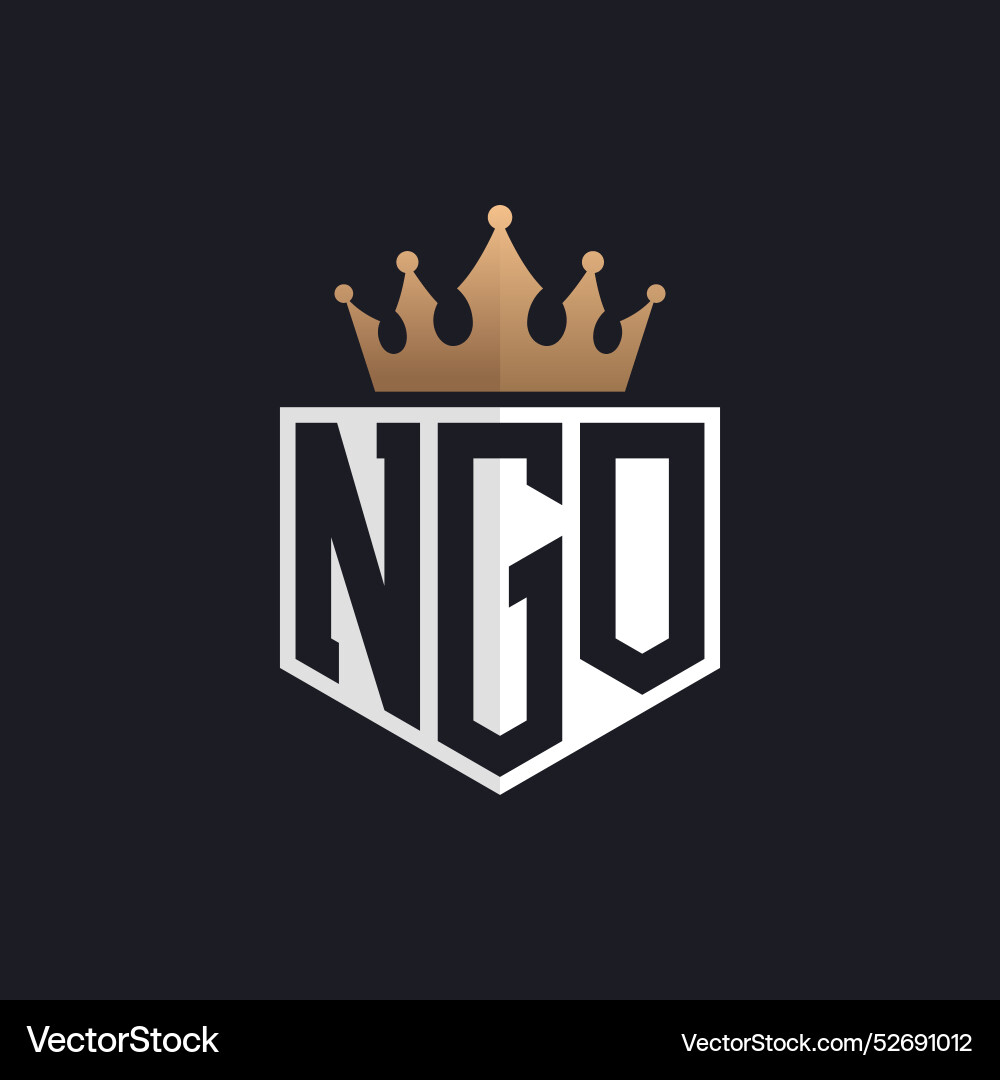 Luxury ngo logo with crown elegant initials Vector Image