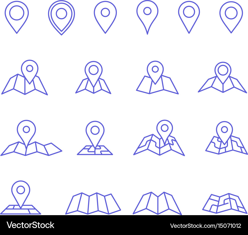 Map and Location Pins Royalty Free Vector Image