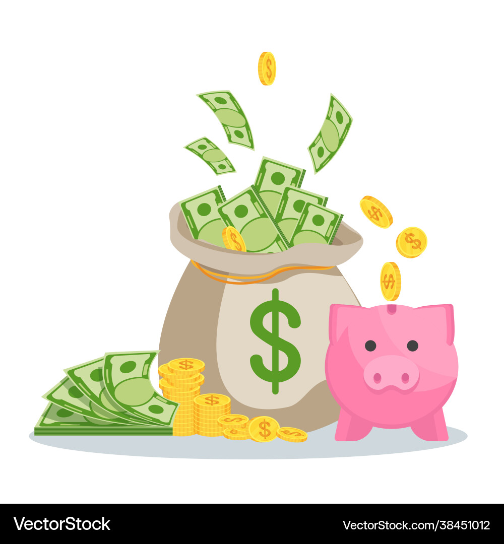 Geldbeutel mit Banknoten Symbol Reichtum Vektorbild