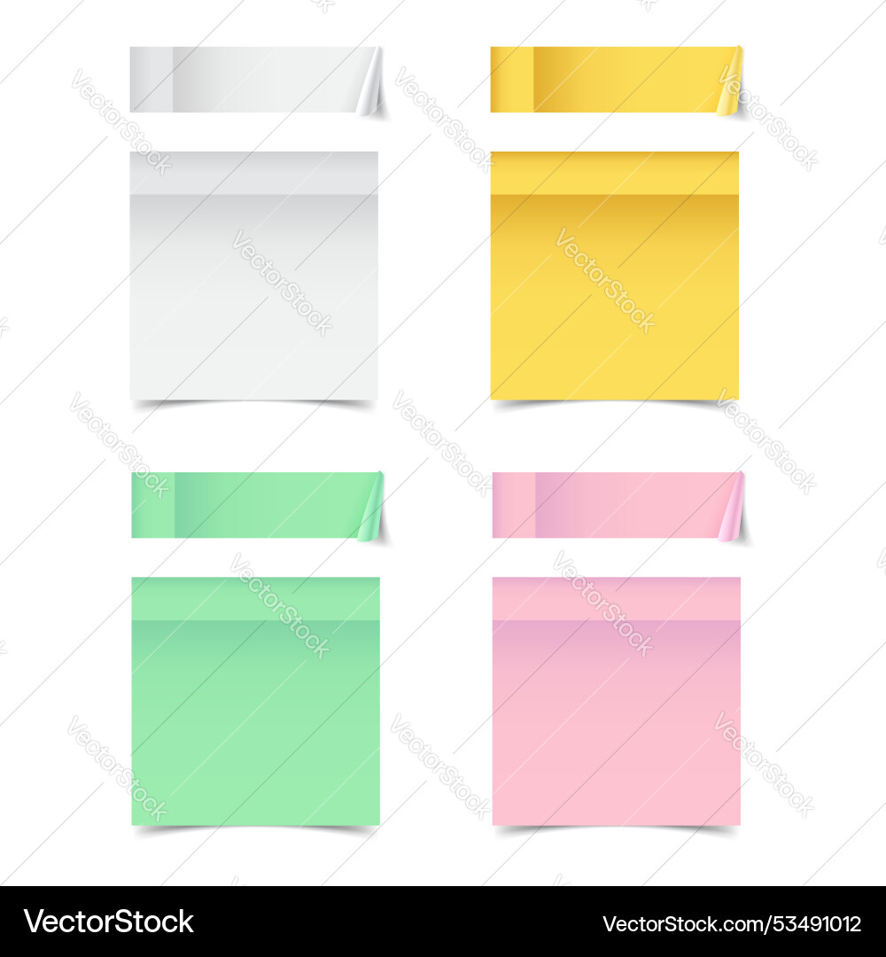 Paper sticky note set in flat style Royalty Free Vector