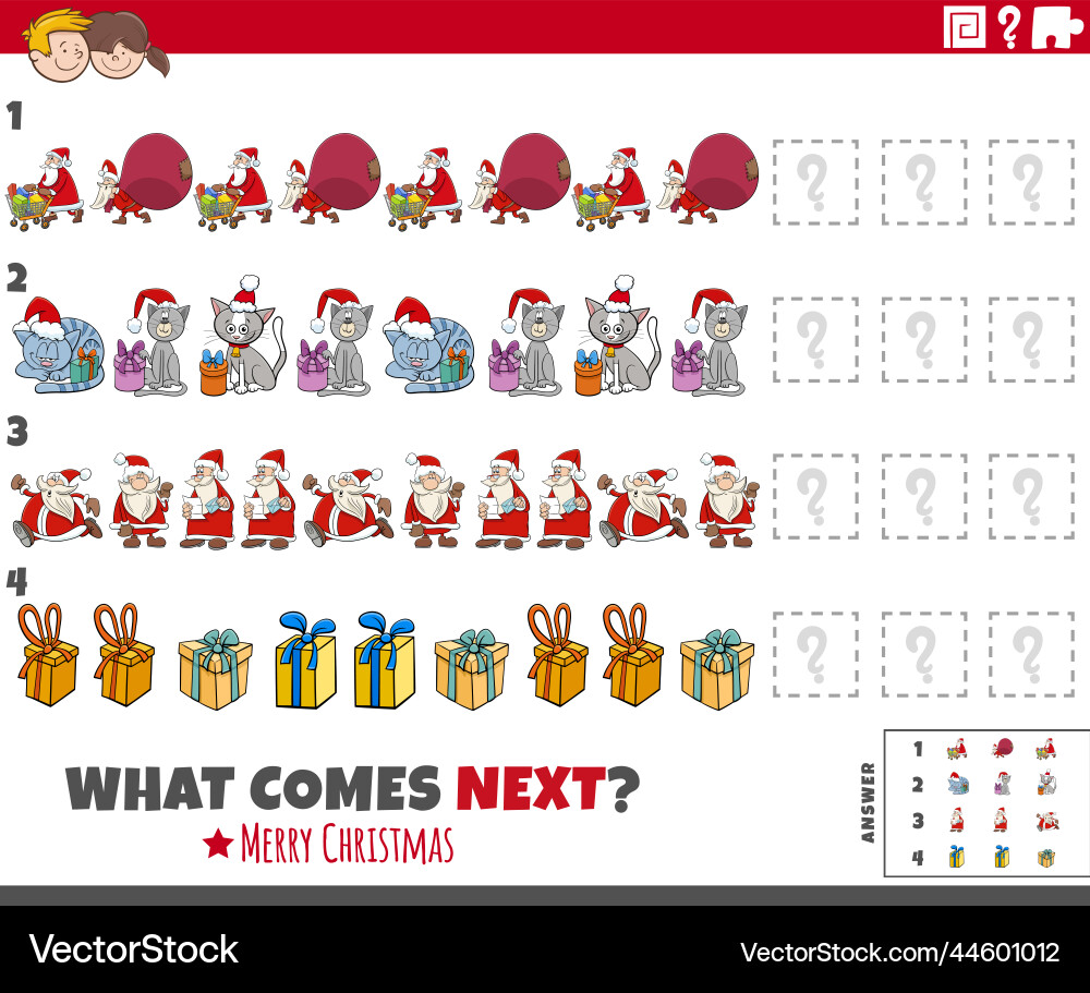 Pattern task for children with cartoon christmas Vector Image