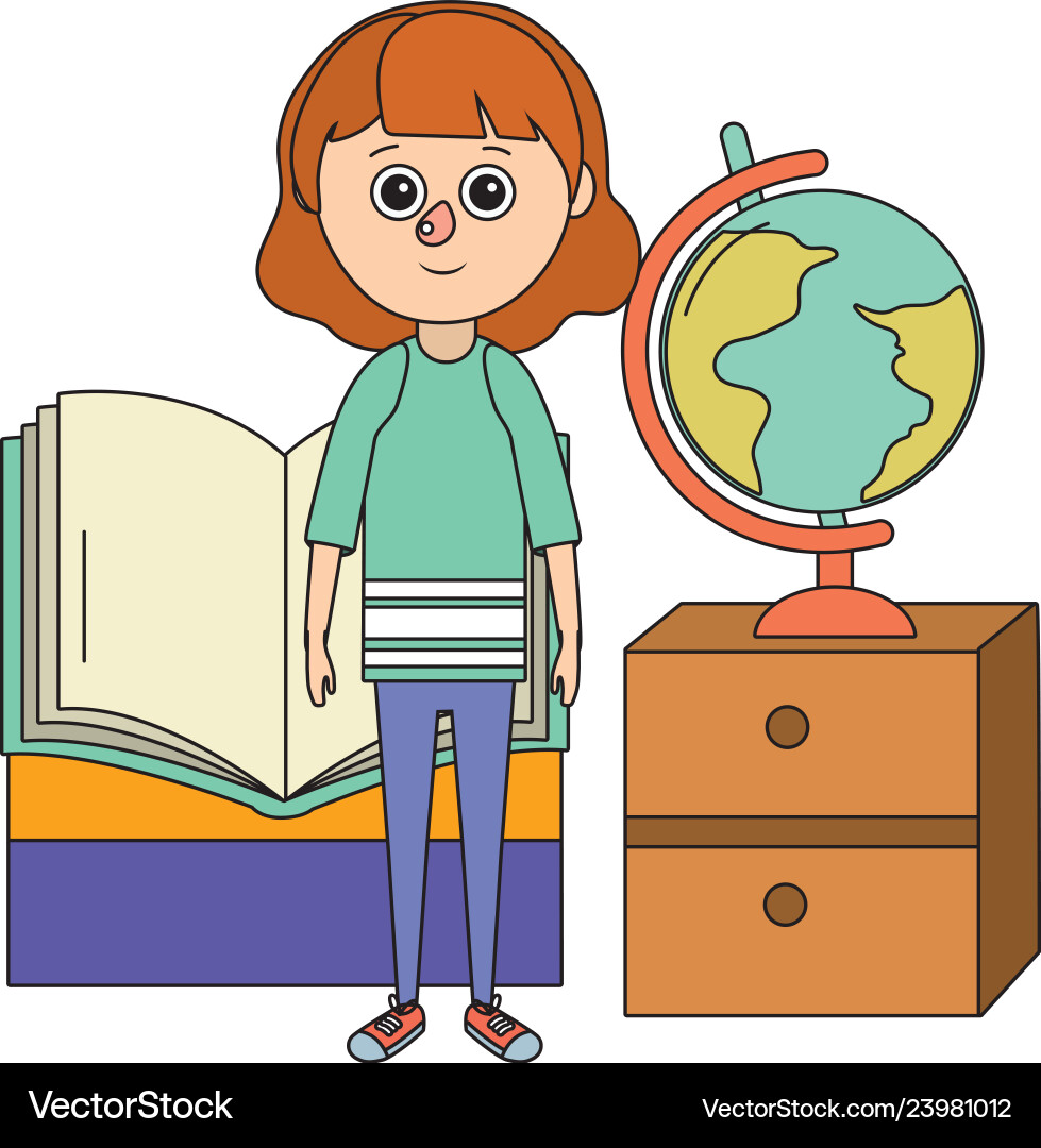 School education girl cartoon Royalty Free Vector Image