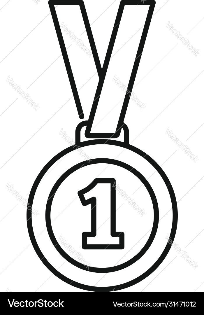 Soccer first place medal icon outline style Vector Image