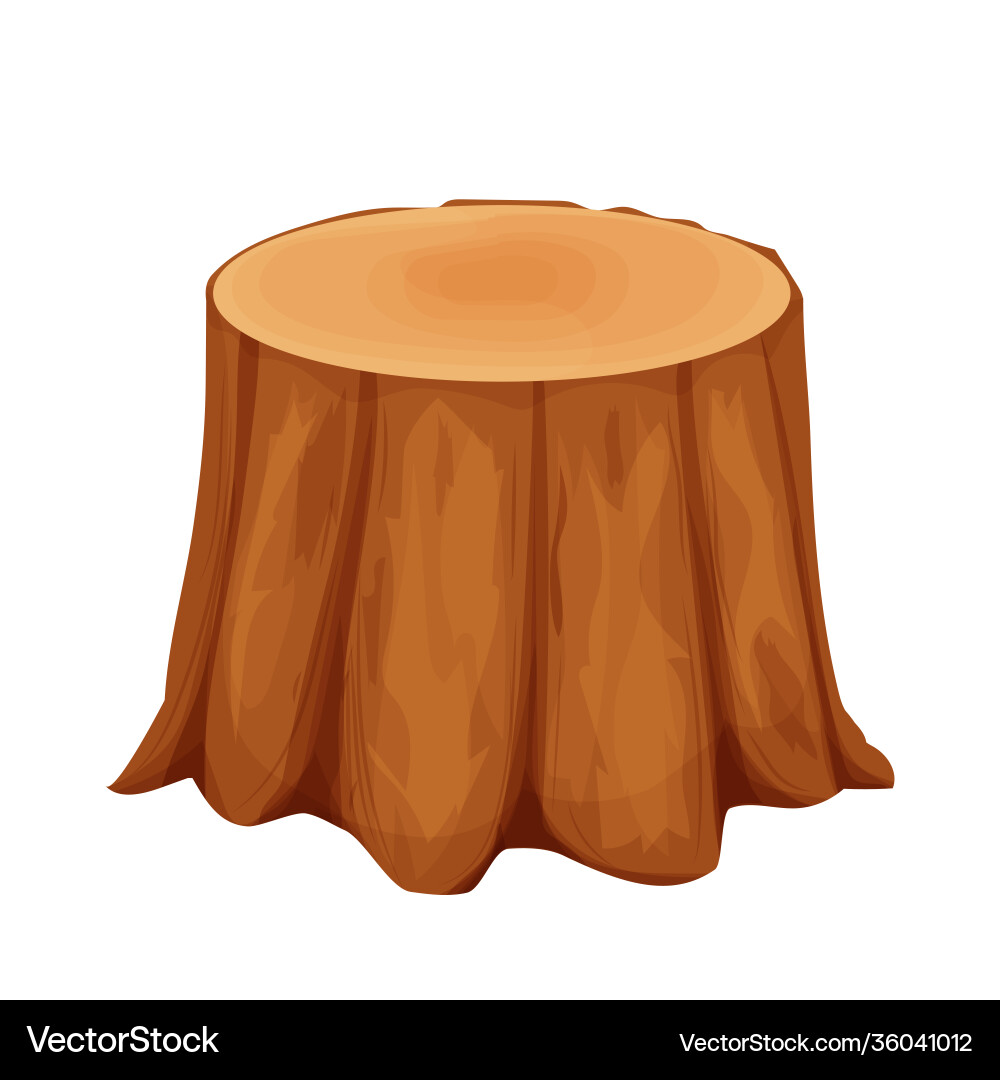 Stump tree detailed drawing in cartoon style Vector Image