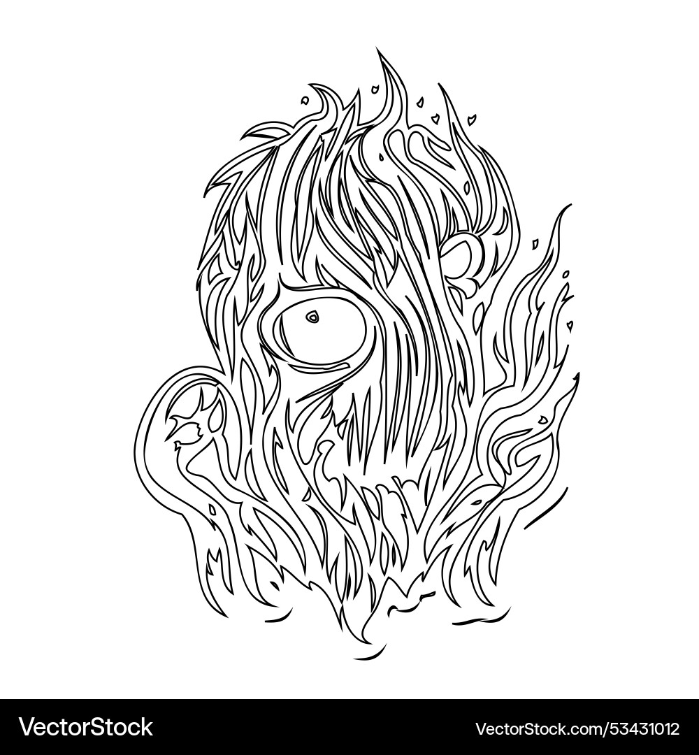 Swamp monster outline sketch Royalty Free Vector Image