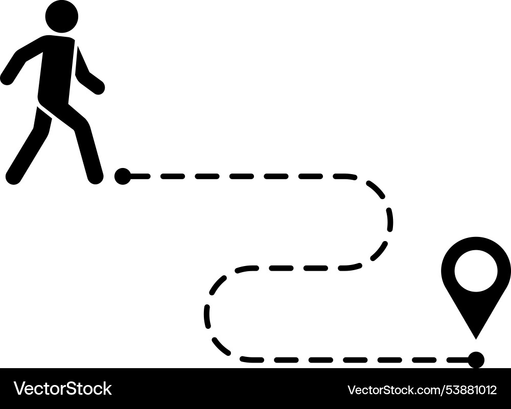 Walking route icon in flat style Royalty Free Vector Image