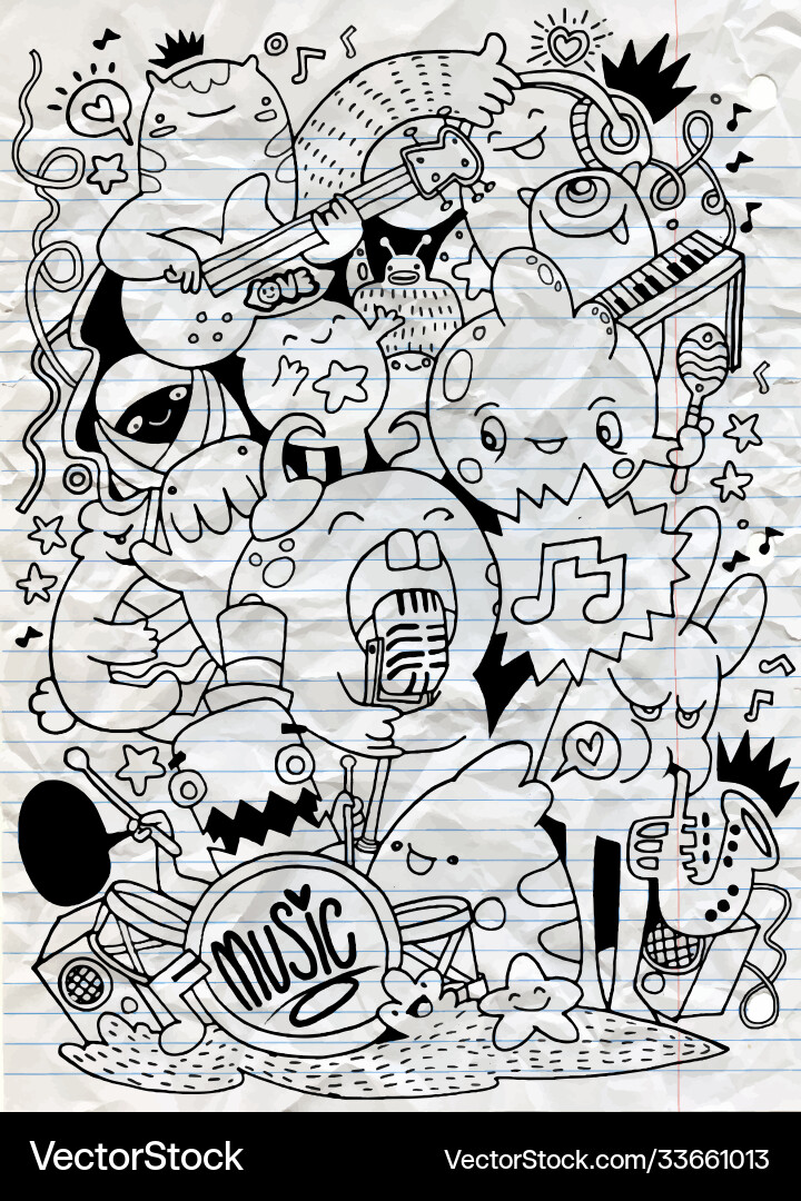 Abstract music background collage with musical Vector Image