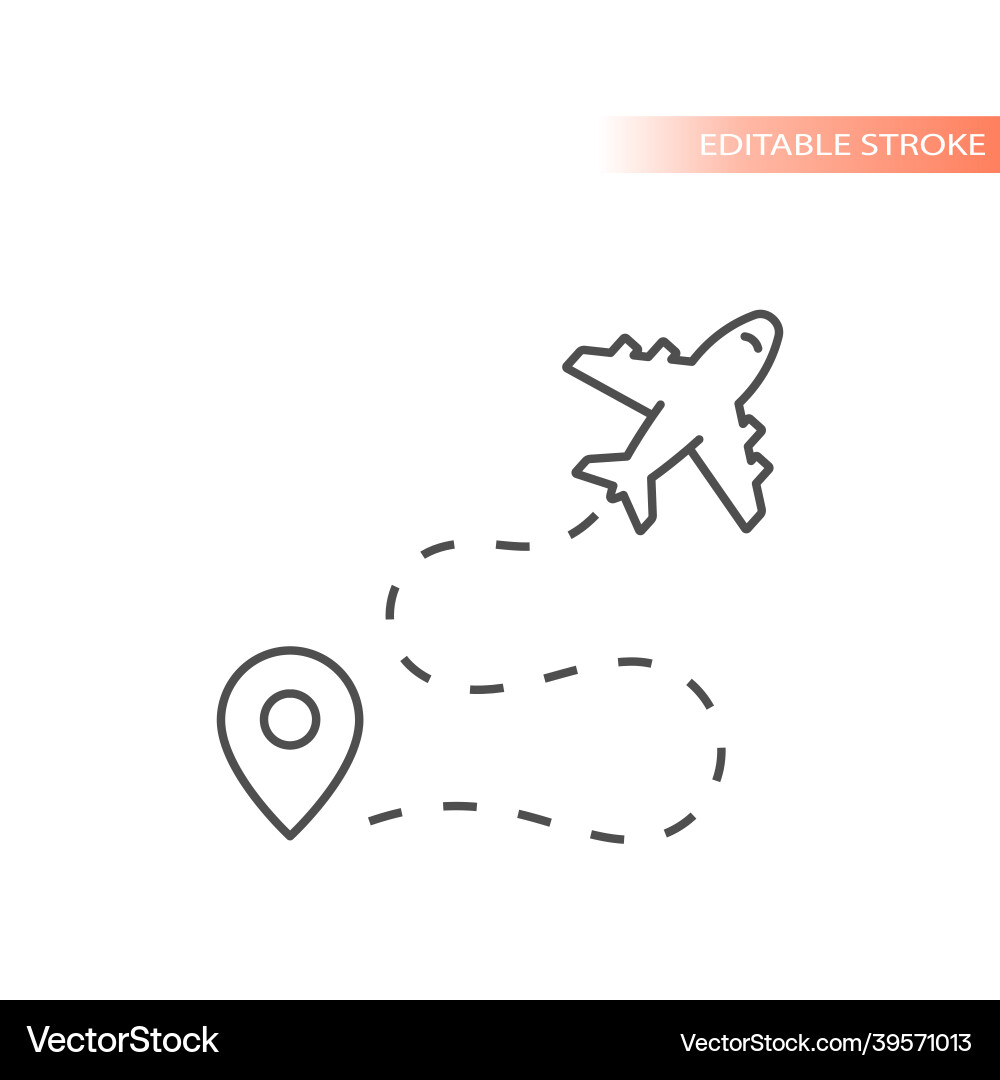 Airplane flight route with location pin Royalty Free Vector