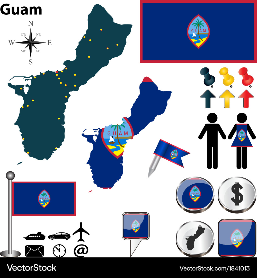 Guam Island Geographic Map Royalty Free Vector Image