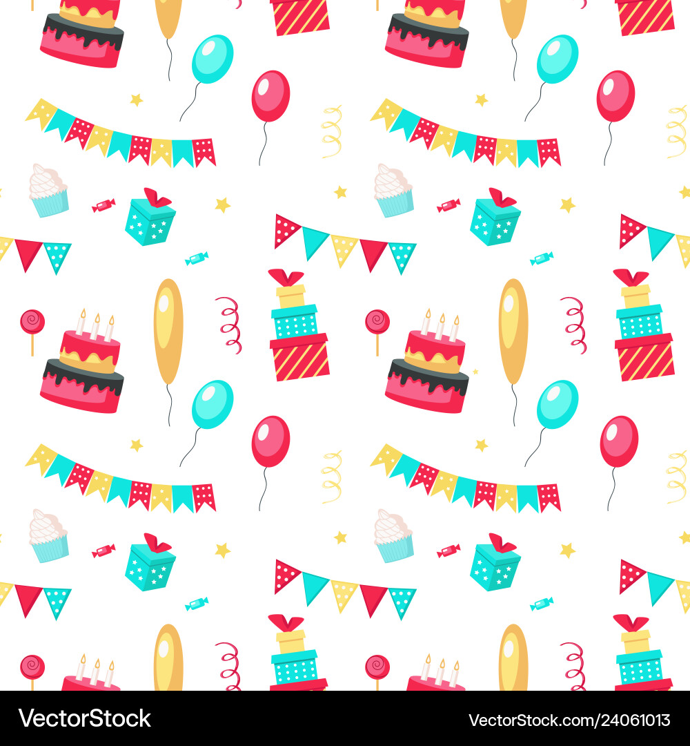 Happy birthday seamless pattern with party Vector Image