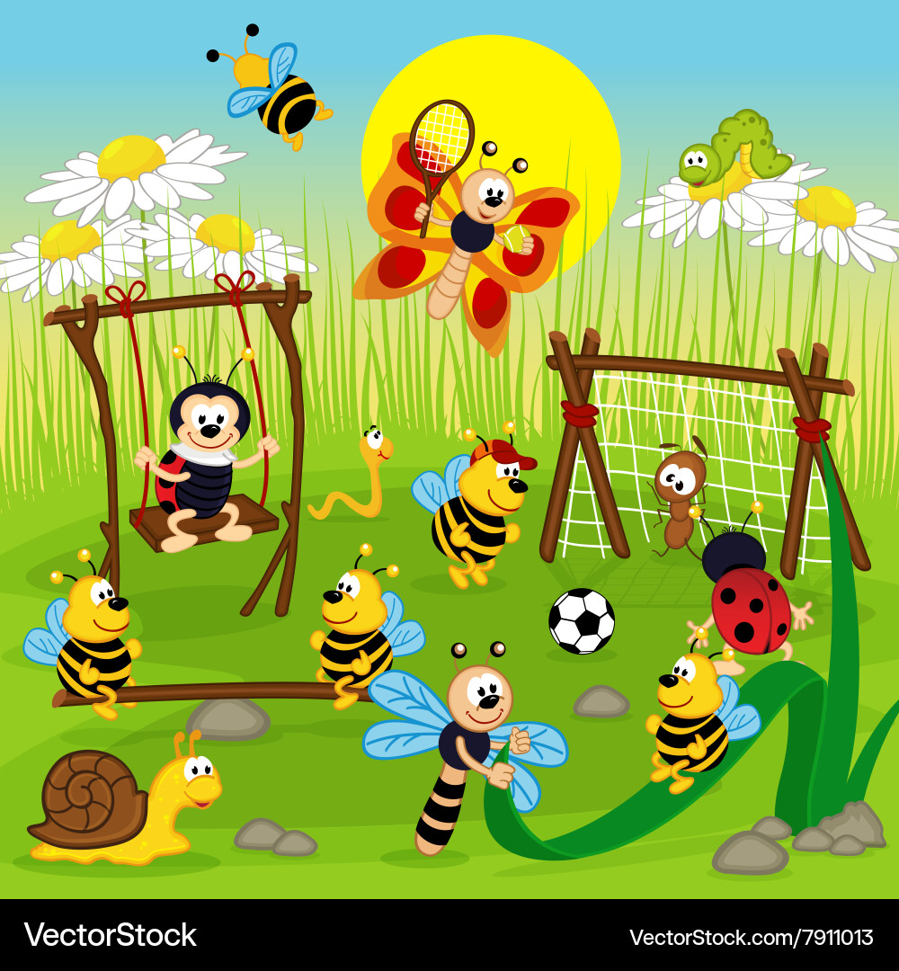 Insect playing in playground Royalty Free Vector Image