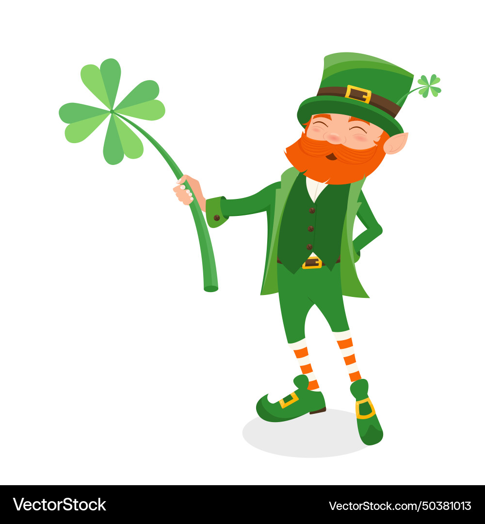Leprechaun cartoon character st patricks day Vector Image