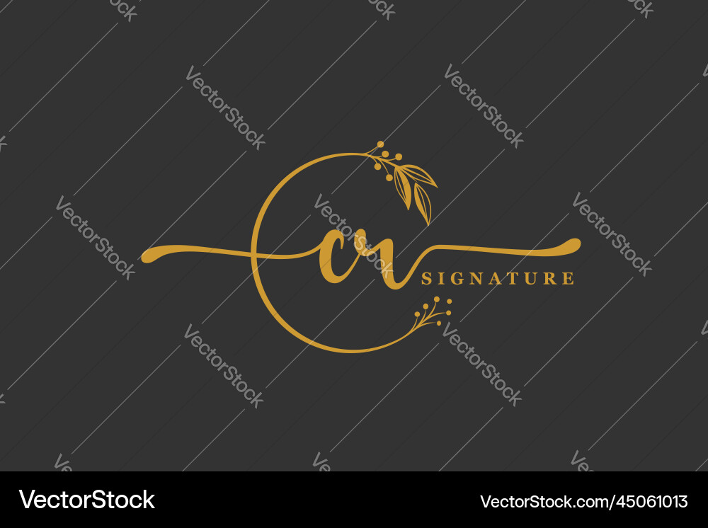 Luxury gold signature initial c r logo design Vector Image
