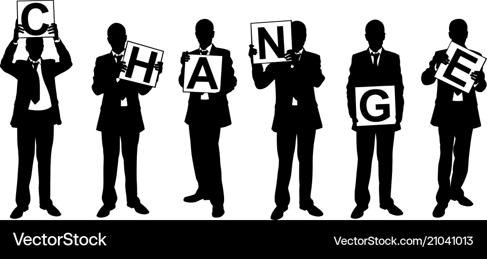 People holding change panels Royalty Free Vector Image