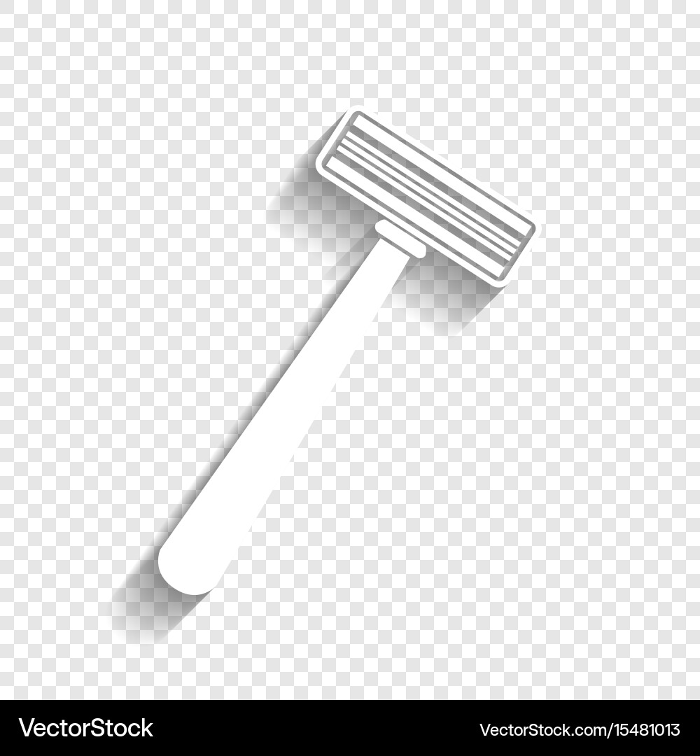 Safety razor sign white icon with soft Royalty Free Vector