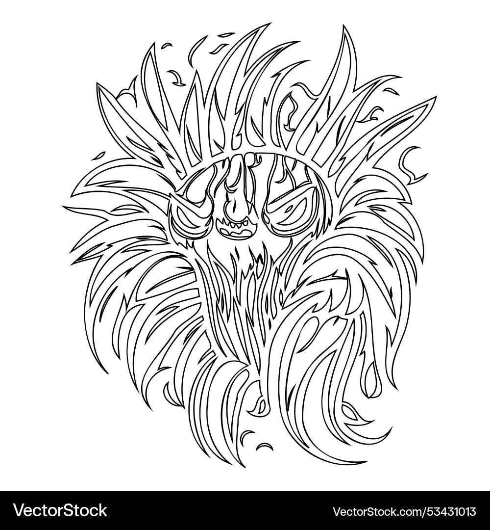 Swamp monster outline sketch Royalty Free Vector Image