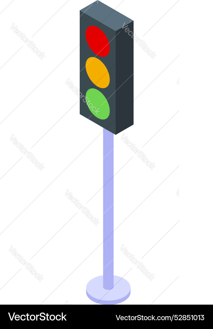 Traffic light showing green isometric view Vector Image