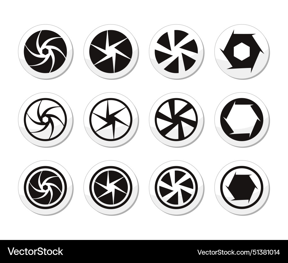 Camera shutter icon set or aperture Royalty Free Vector