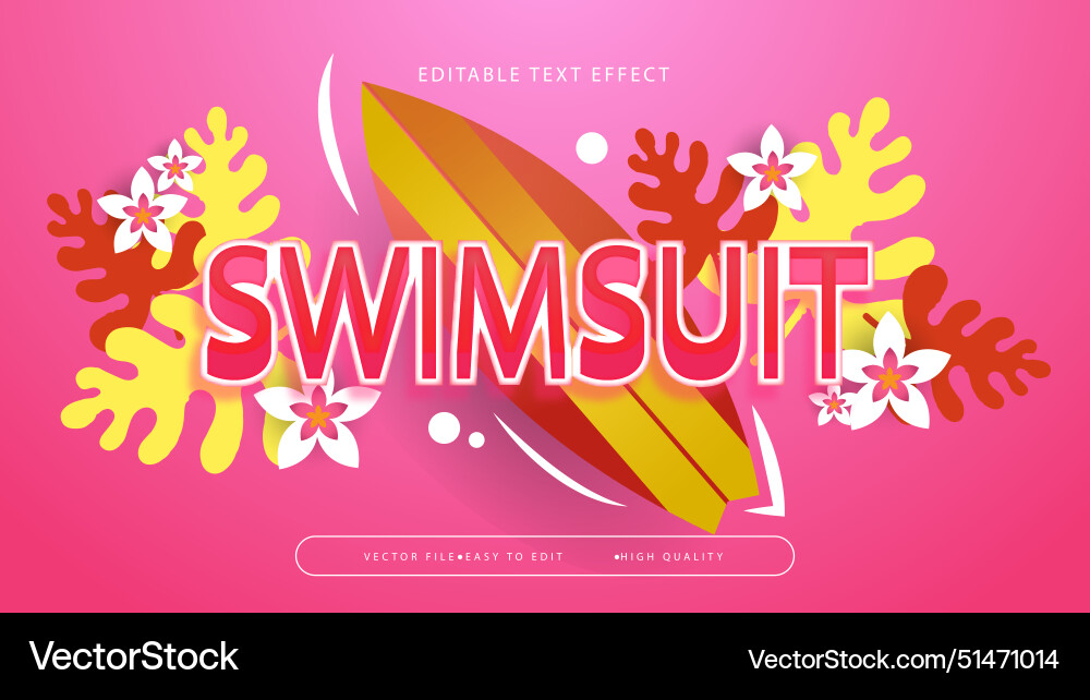 Colorful colourful swimsuit 3d editable text Vector Image