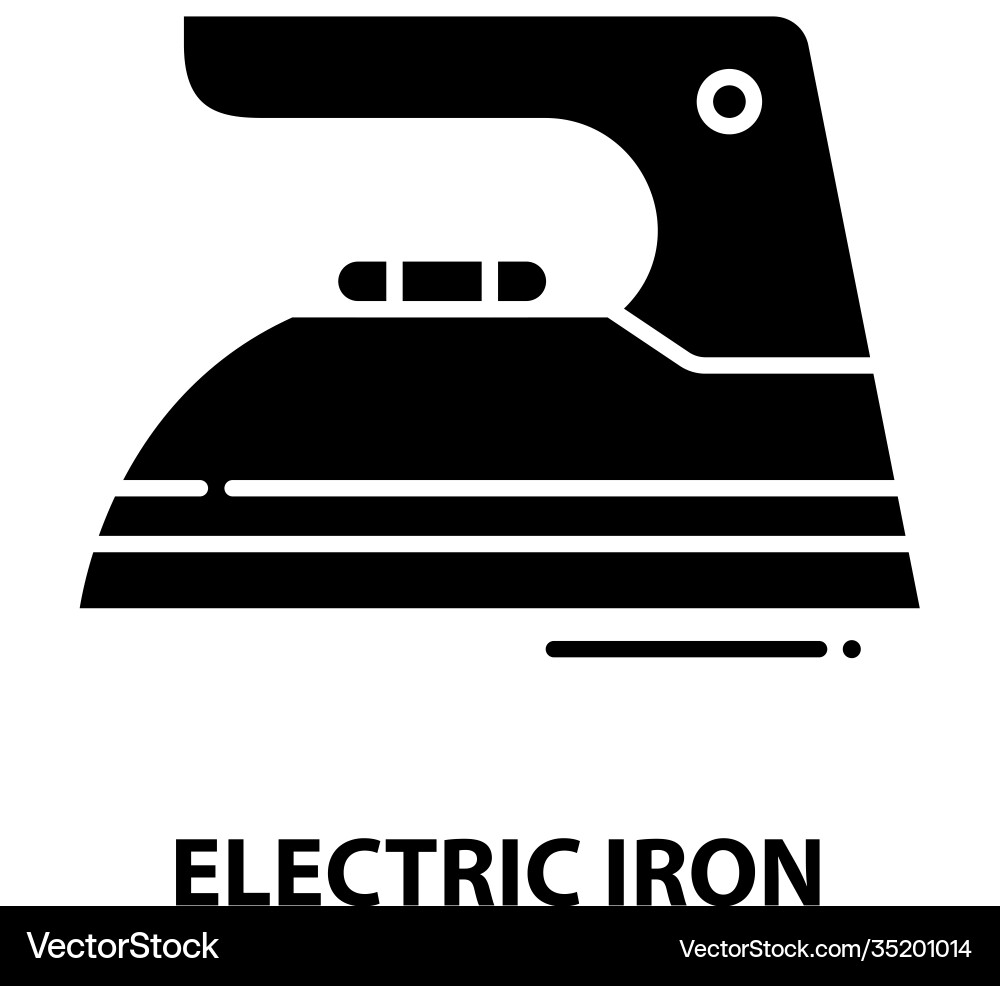 Electric iron symbol icon black sign Royalty Free Vector