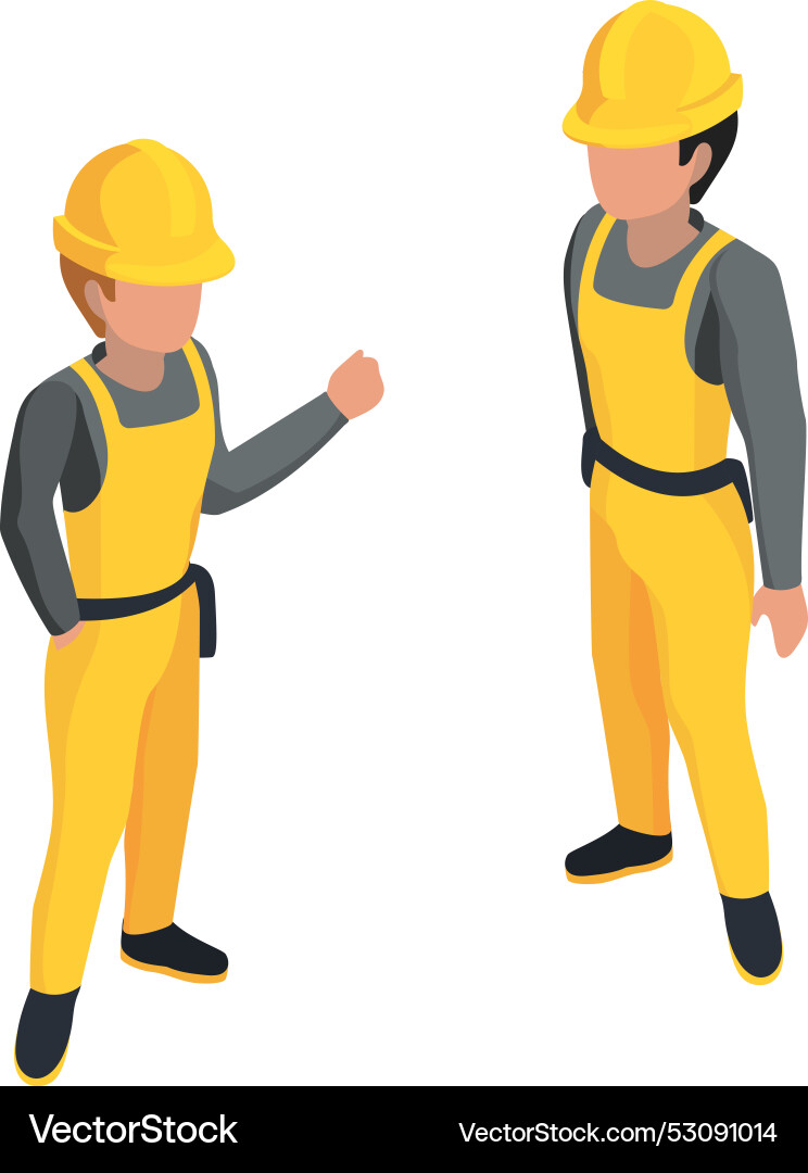 Engineers talking isometric construction workers Vector Image