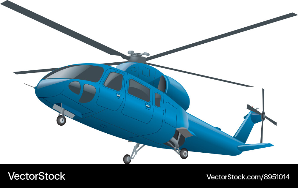 Flying blue helicopter Royalty Free Vector Image