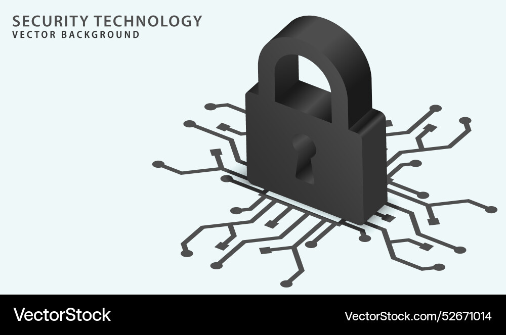 Isometric big padlock and data privacy secure Vector Image