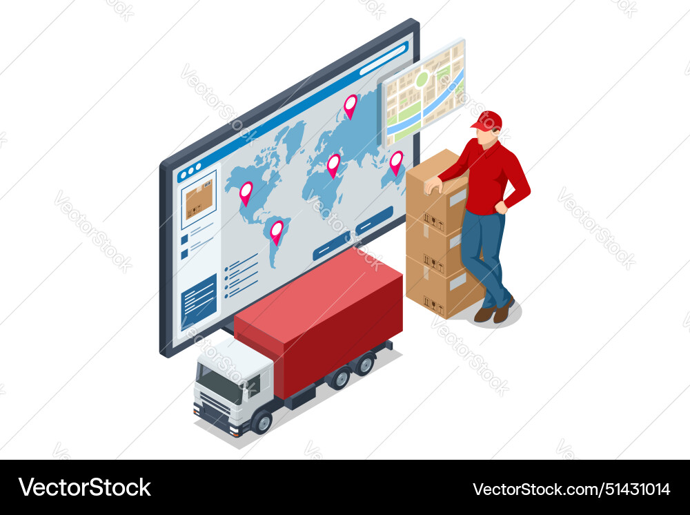 Isometric logistics business warehouse Royalty Free Vector
