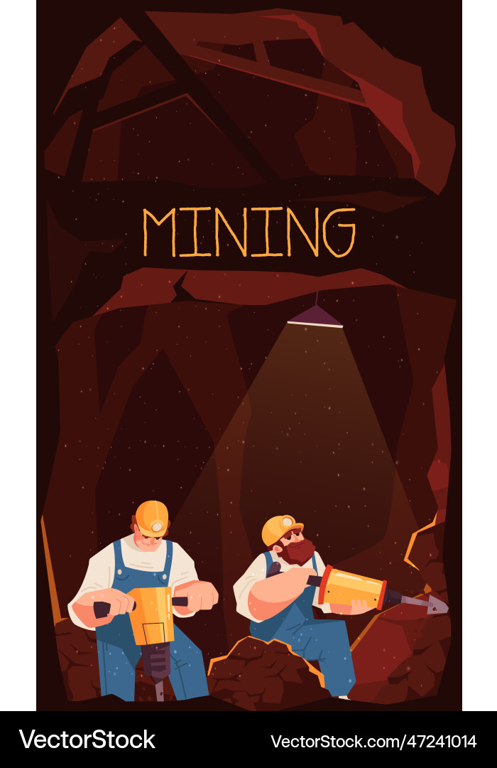 Mining colored poster Royalty Free Vector Image Mining colored poster Royalty Free Vector Image