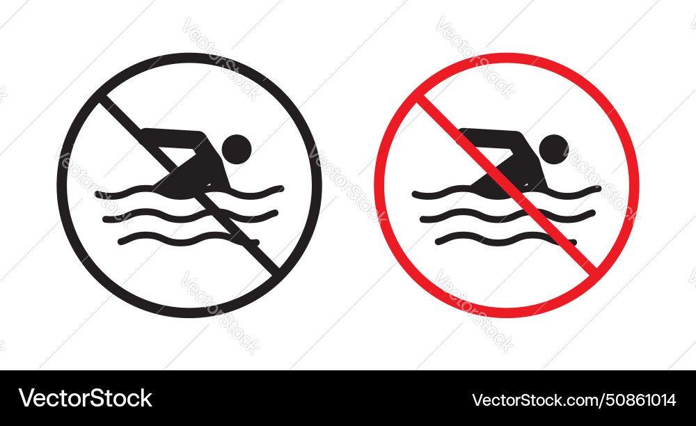 No swimming sign icon set pool Royalty Free Vector Image