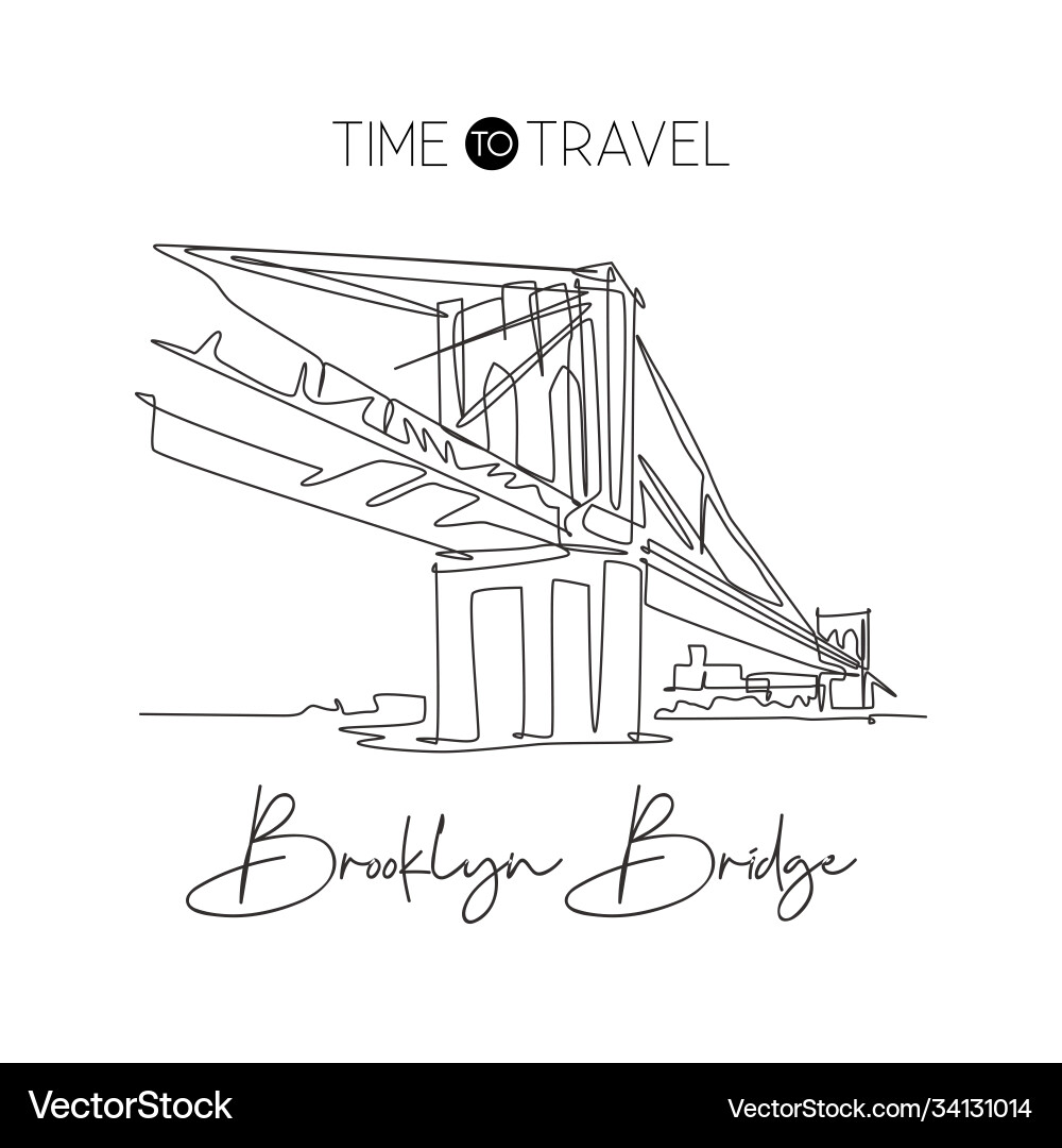 Brooklyn Bridge Line Drawing New York, Brooklyn Bridge From Between...