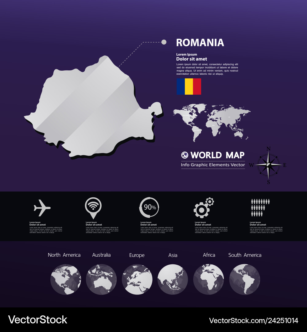 Romania map Royalty Free Vector Image - VectorStock