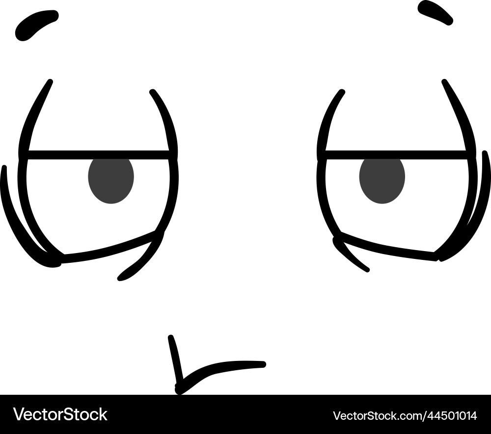 Unhappy comic face in retro cartoon style sad Vector Image