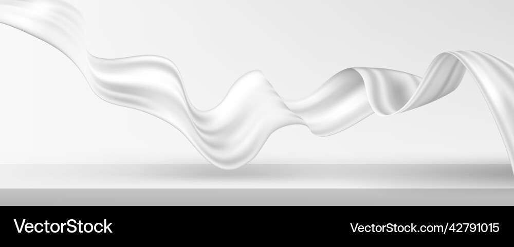 3d flying wave luxury silver silk fabric Vector Image