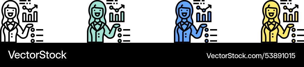 Business analyst icon outline green blue Vector Image